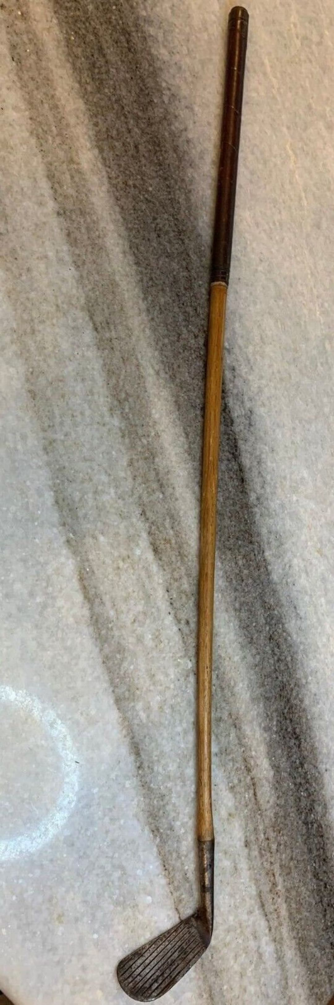 Antique Spalding (spaulding) Hickory Shaft Leather Handle Wooden Wedge ...