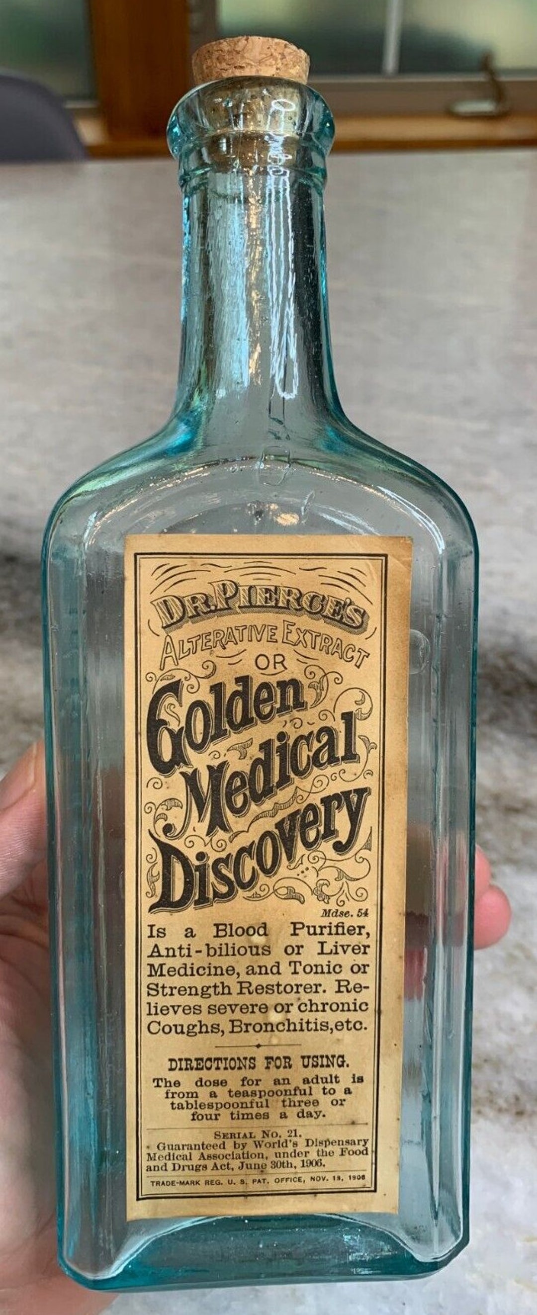 Antique Dr. Pierce's Golden Medical Discovery Bottle W/label Buffalo New York - Etsy
