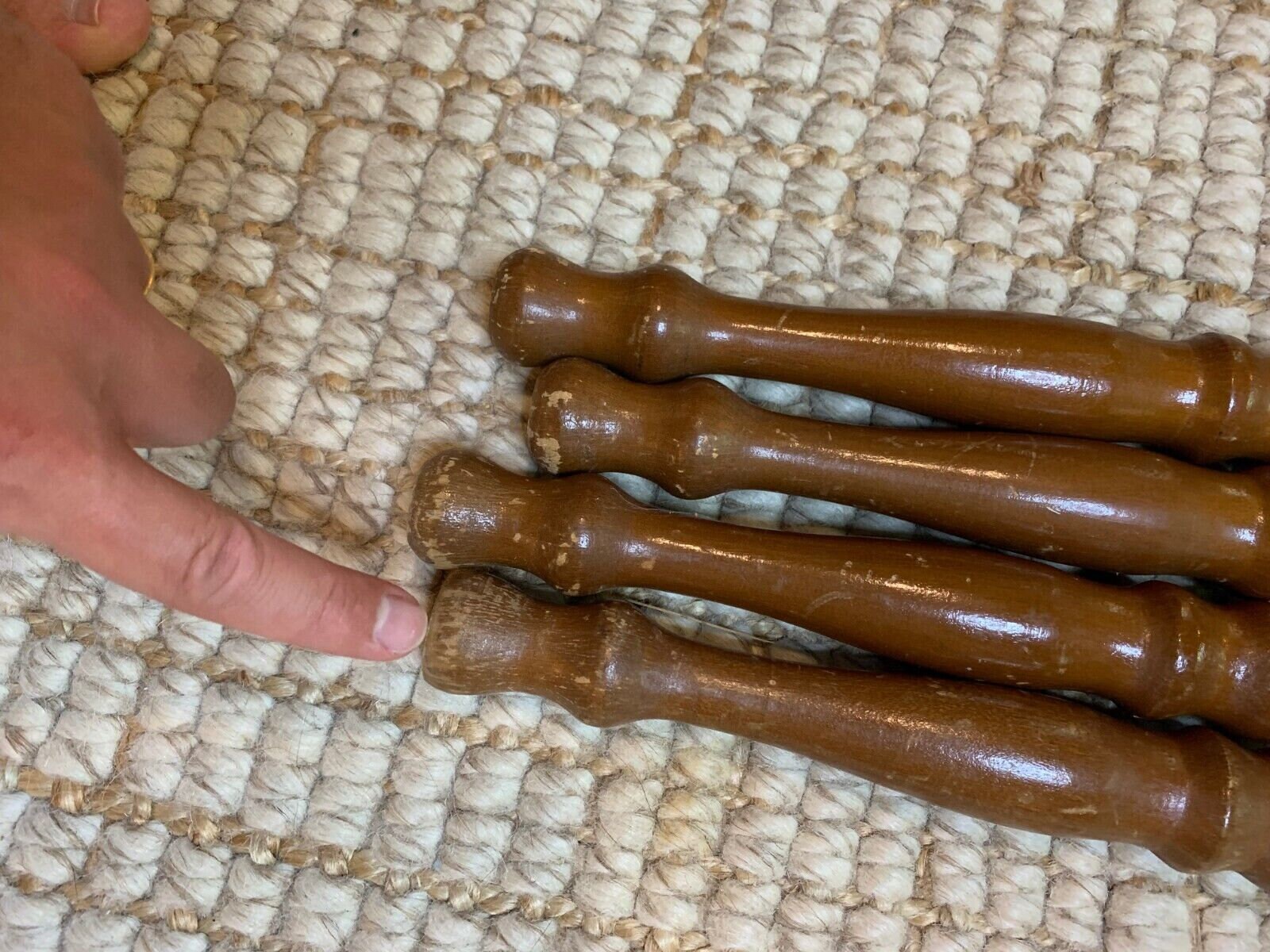 Vintage 50s-60s Brown Spindle Turned Coffee Table Legs Wood 14 W ...