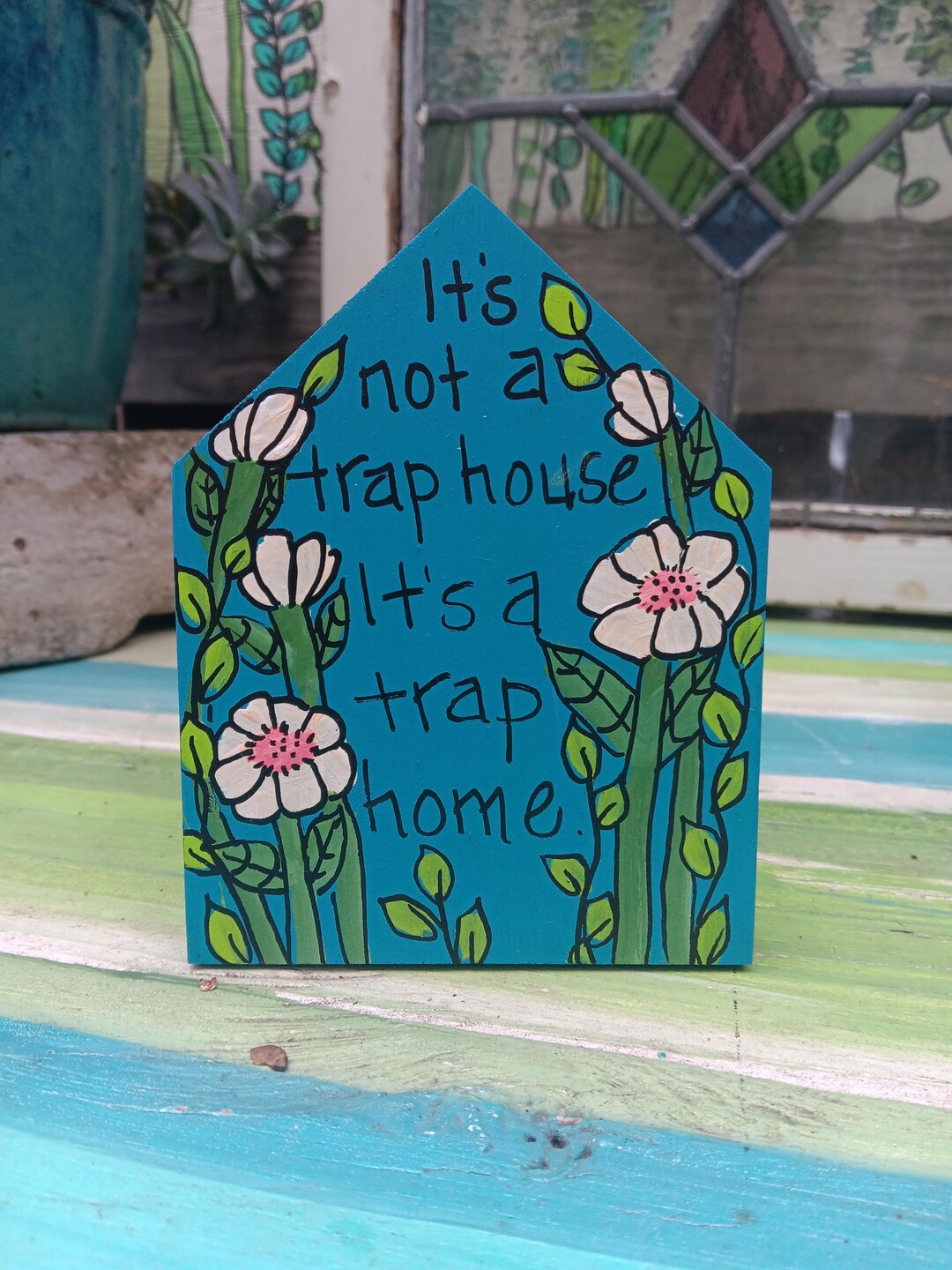 It's A Trap Home: Hand-painted 5x4" Chunky Little House - Etsy