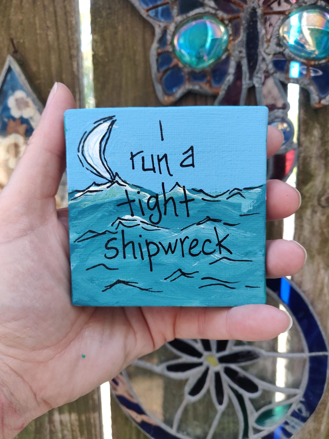 Run Tight Shipwreck: Miniature Acrylic Canvas Painting (3x3") - Etsy