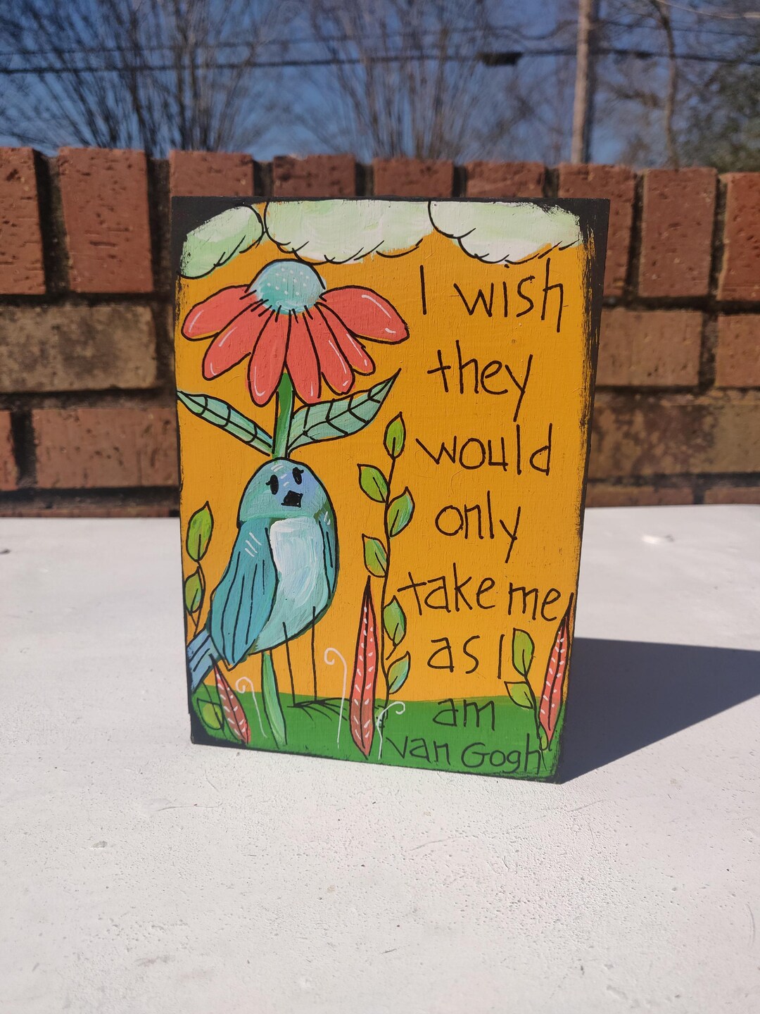 Van Gogh Unconditional Acceptance Quote Painting: Bird and Flower on ...