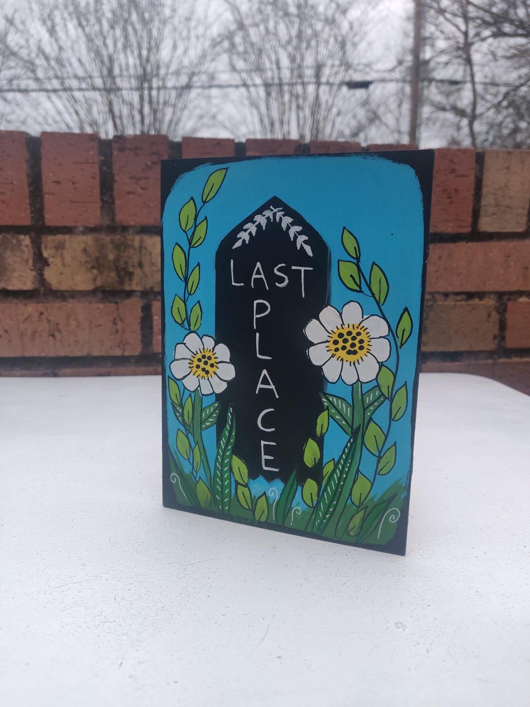 Last Place - Hand-painted on 7 X 5" Wood Panel, Little Painting of a ...