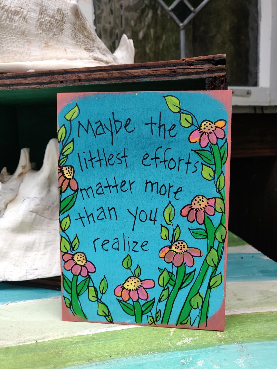 Hand-painted Wood Panel Art: Uplifting "little Efforts Matter" Quote ...