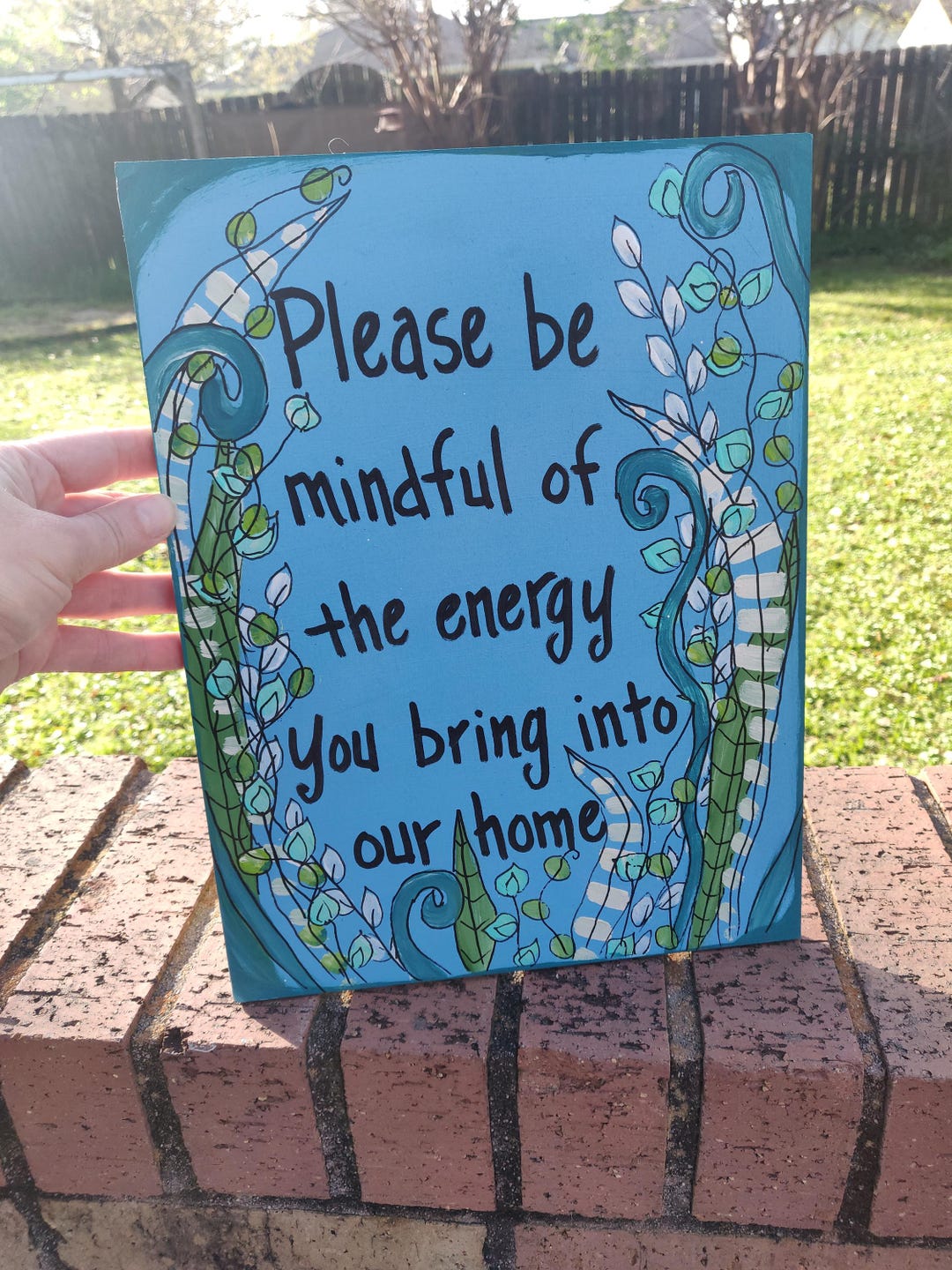 Hand-painted Wood Sign: Mindful Energy Home Decor (12x9") - Etsy