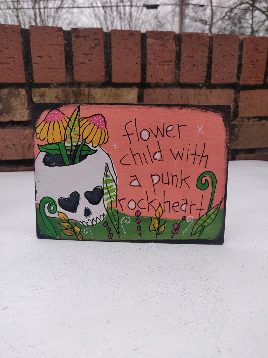 Flower Child With a Punk Rock Heart - Hand-painted on 5 X 7" Panel ...