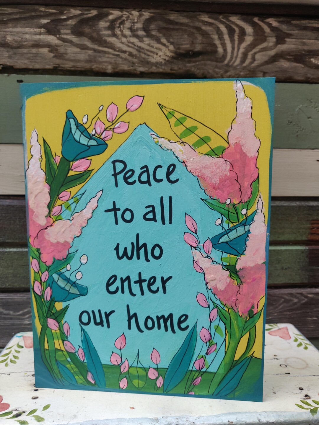Peace to All You Enter Our Home - Original Indoor Outdoor Welcome ...