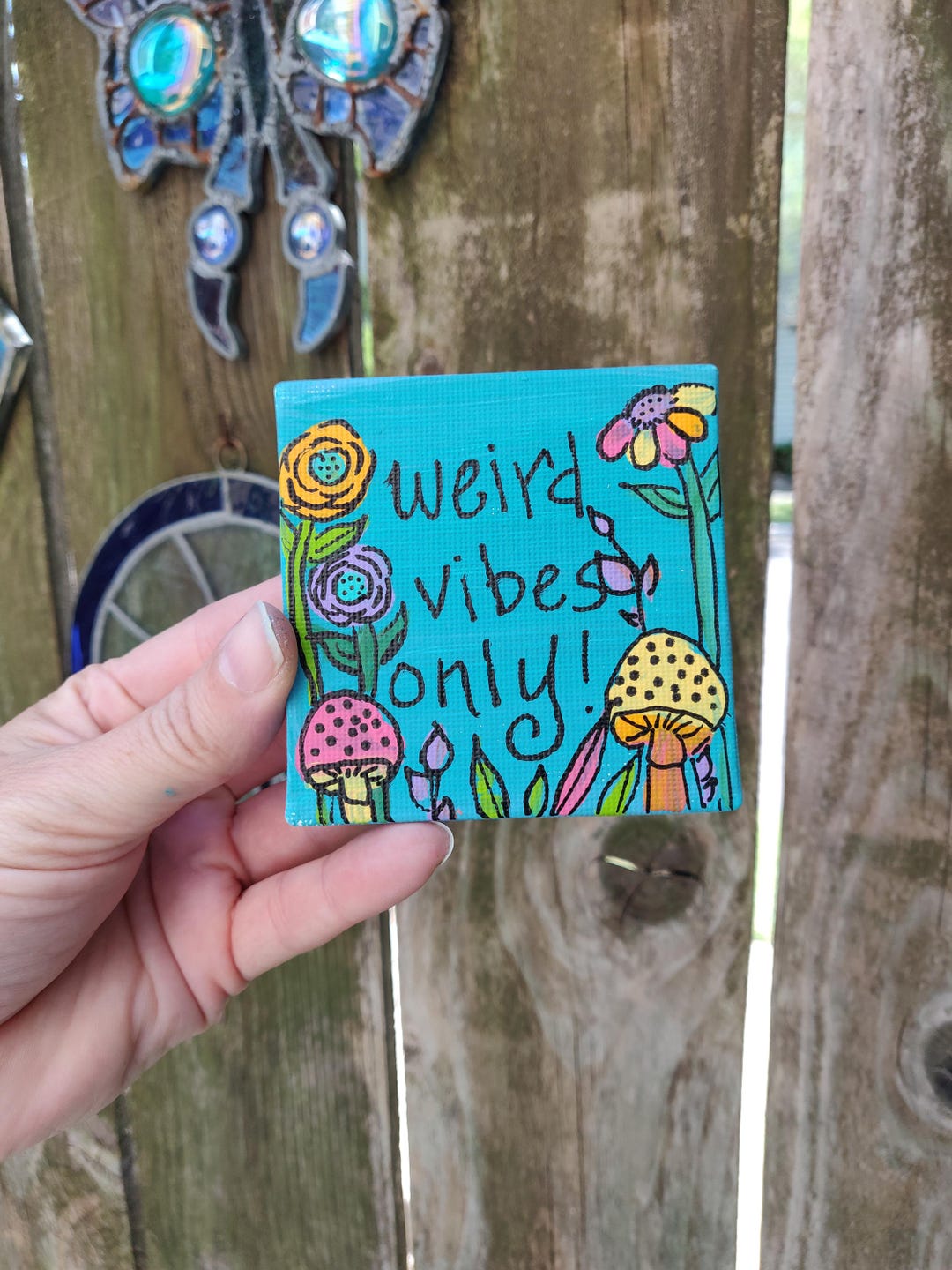 Weird Vibes Only: Miniature Acrylic Canvas Painting (3x3") - Etsy