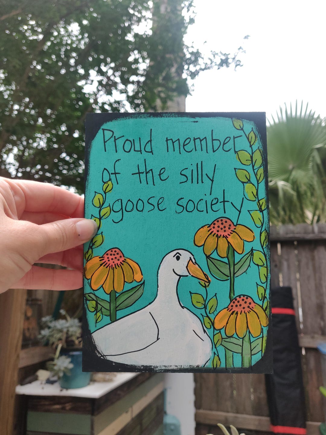 Hand-painted Goose Wood Panel: Silly Goose Society Wall Art (7x5") - Etsy