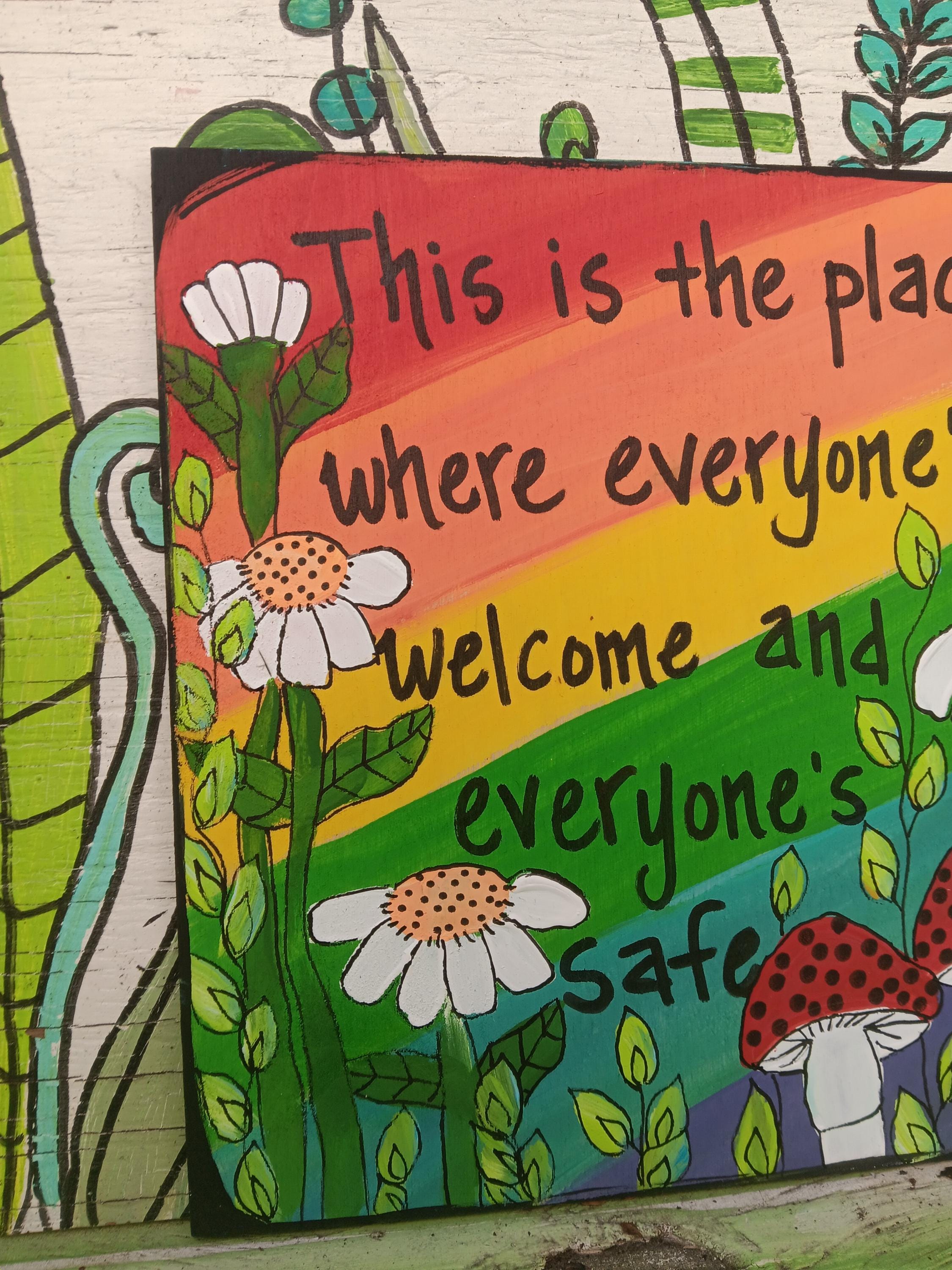 Inclusive Welcome Sign Painting: Happy Pride Art on Wood Panel (10x10 ...