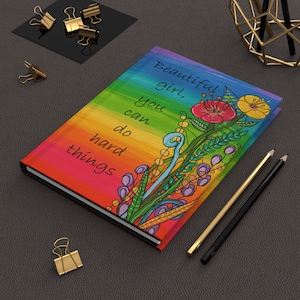 Beautiful Girl You Can Do Hard Things Matte Hardcover Journal 8 X 5.75 ...