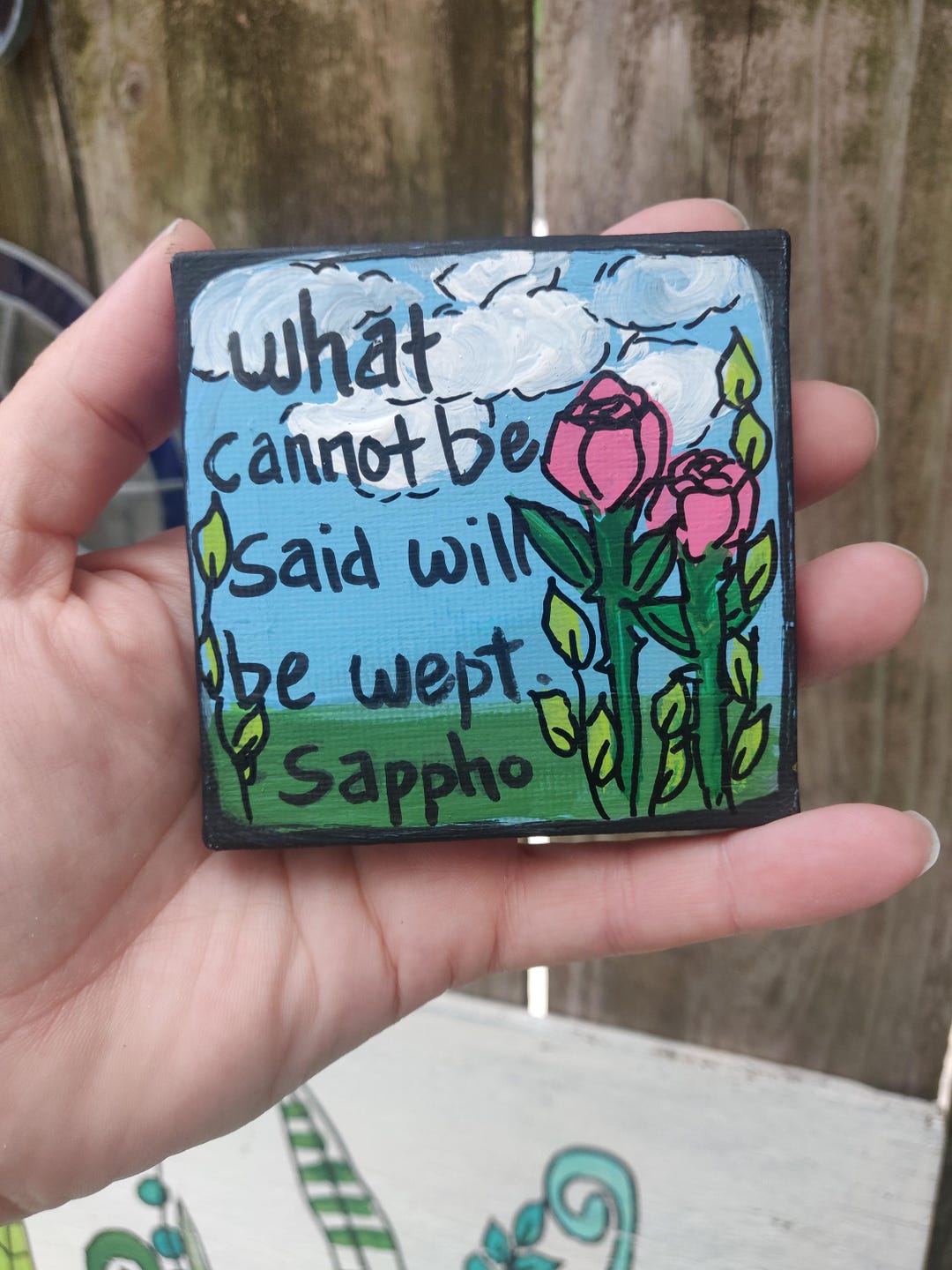 What Cannot Be Said - Sappho Quote: Miniature Acrylic Canvas Painting ...