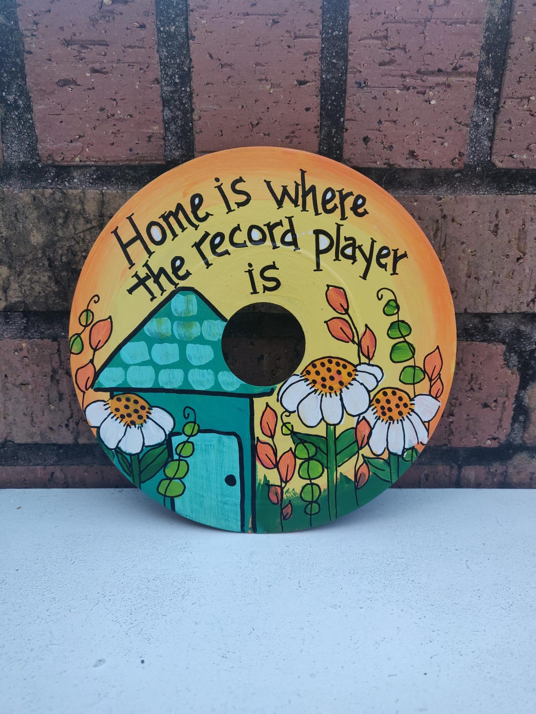 Home is Where the Record Player is - Quote on 7" Upcycled Art Wall ...