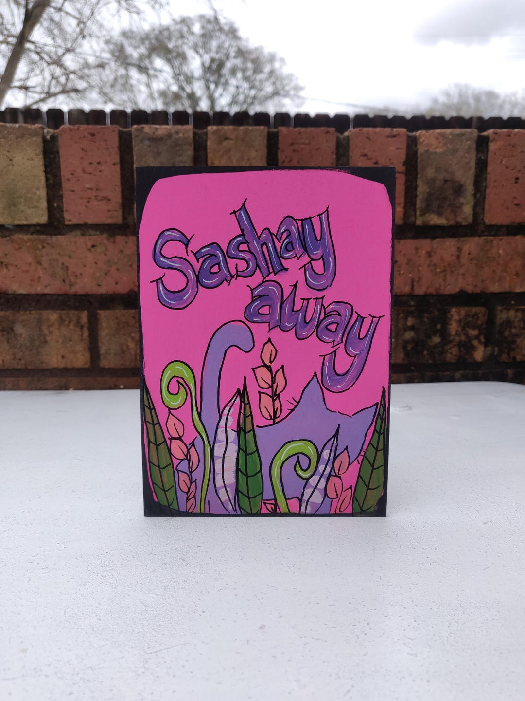 Sashay Away - Hand-painted Cat and Quote on 7 X 5" Wood Panel, Cute and ...