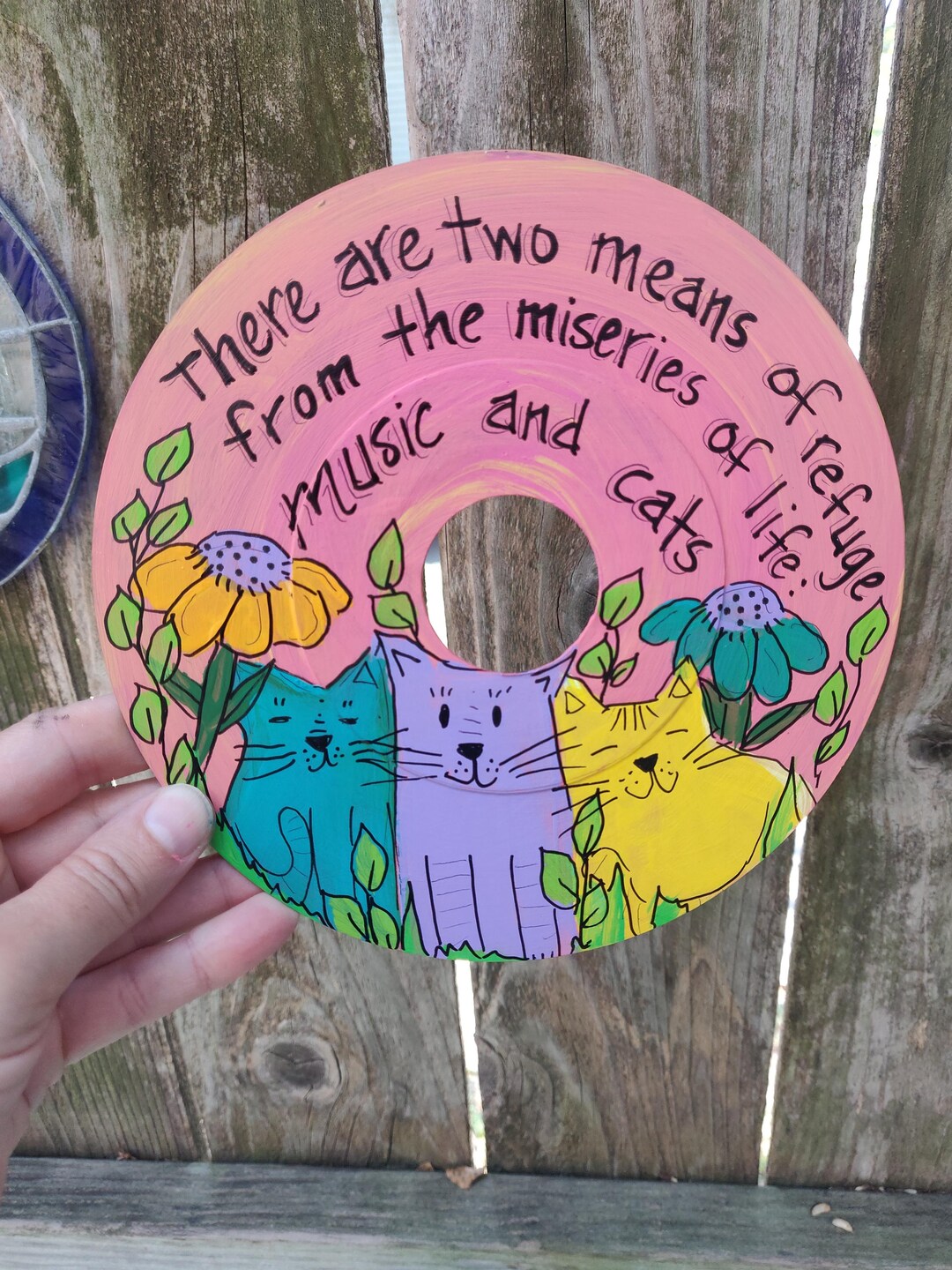 Music and Cats, Refuge From Misery: Hand-painted Upcycled Record (7 In ...