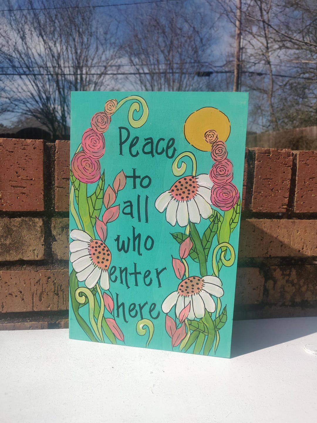 Peace to All You Enter Here - Original Welcome Painting - Hand-painted ...