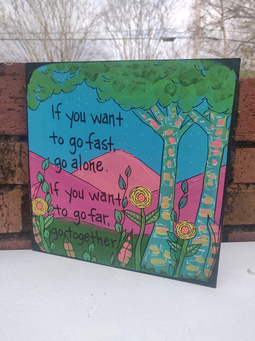 Teamwork Proverb Painting: Colorful Acrylic on Wood Panel (10x10") - Etsy