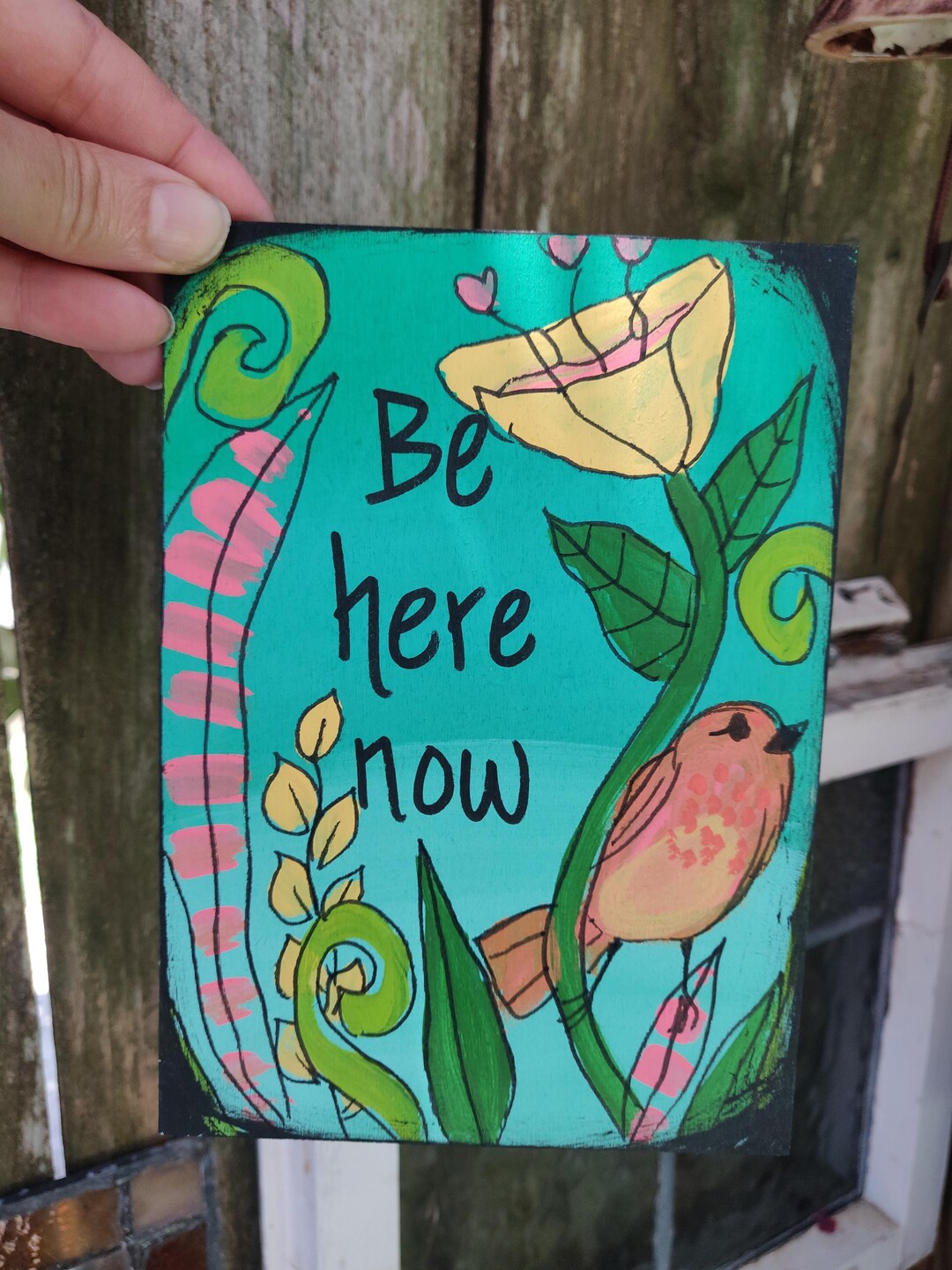 Be Here Now - Mindful Bird Painting: Acrylic Wood Art (7x5") - Etsy