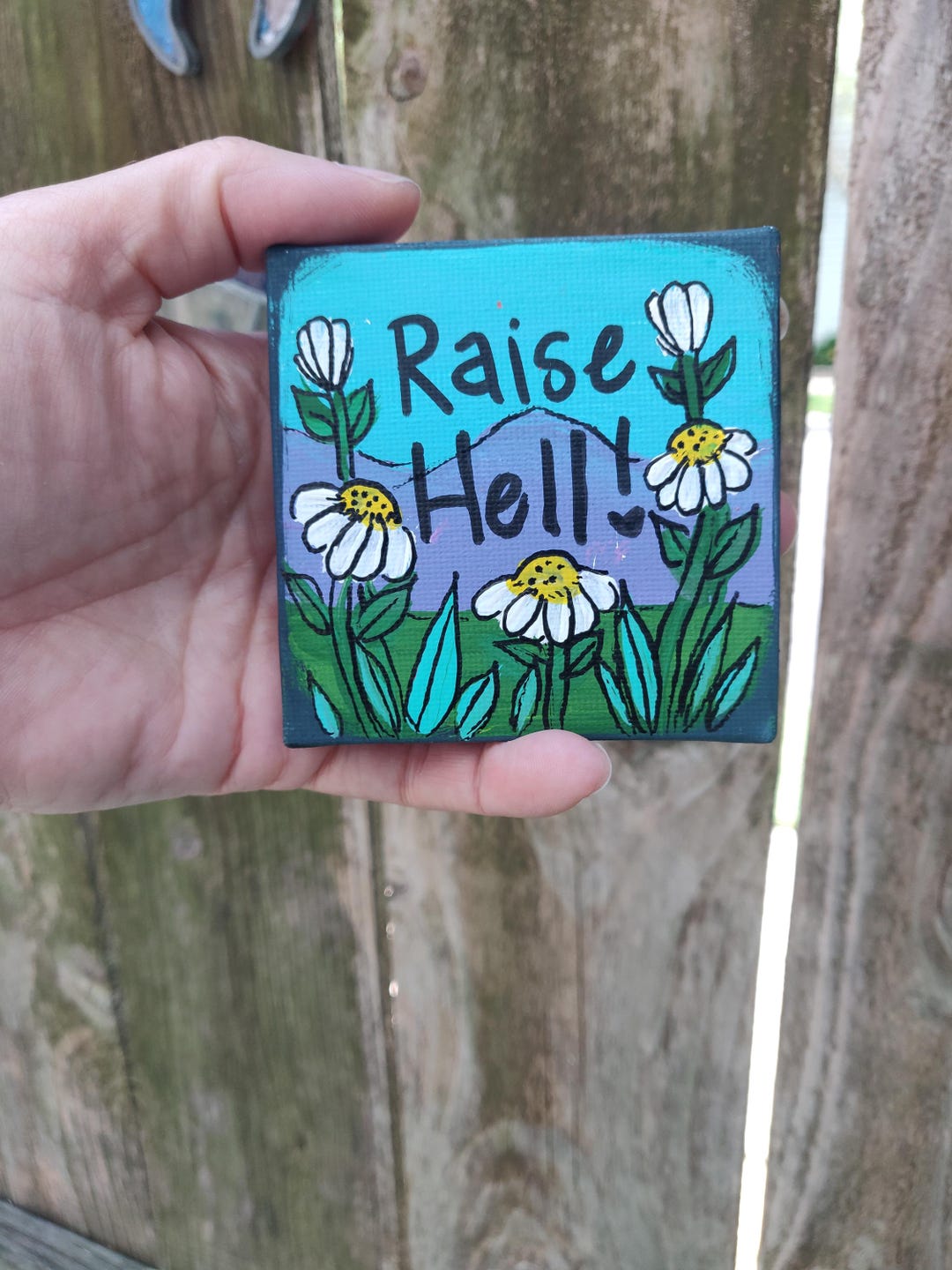 Raise Hell: Miniature Acrylic Canvas Painting (3x3") - Etsy