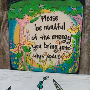Mindful Energy Quote Painting: Acrylic Wood Panel Sign (10x10") - Etsy
