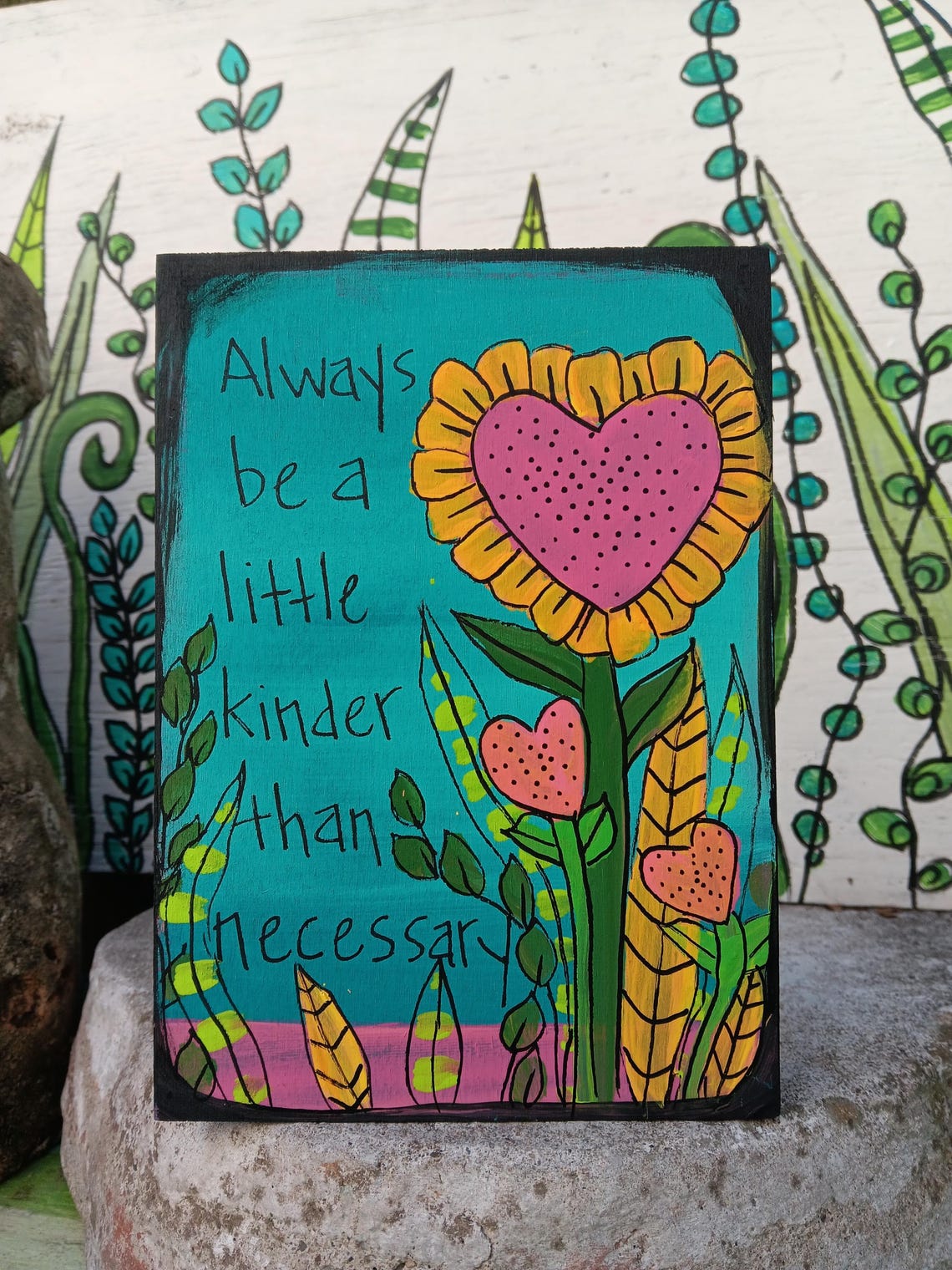 Be Kinder Than Necessary Quote Painting: Floral Wood Panel Art (7x5 ...