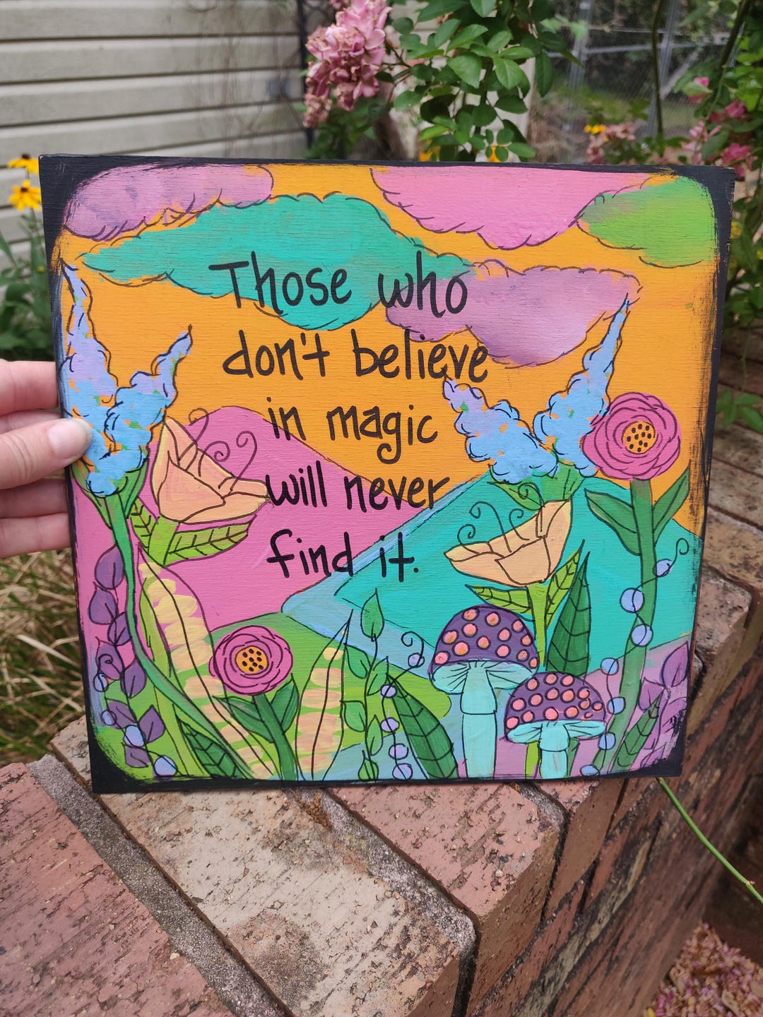 Believe in Magic - Whimsical Floral Quote Wall Art (10x10") - Etsy