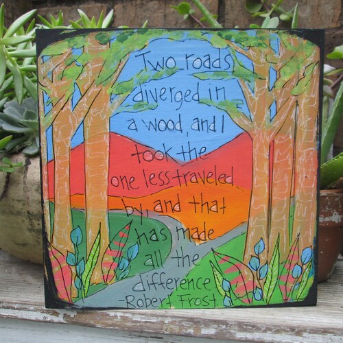 Robert Frost Floating Quote the Road Not Taken Two Roads - Etsy