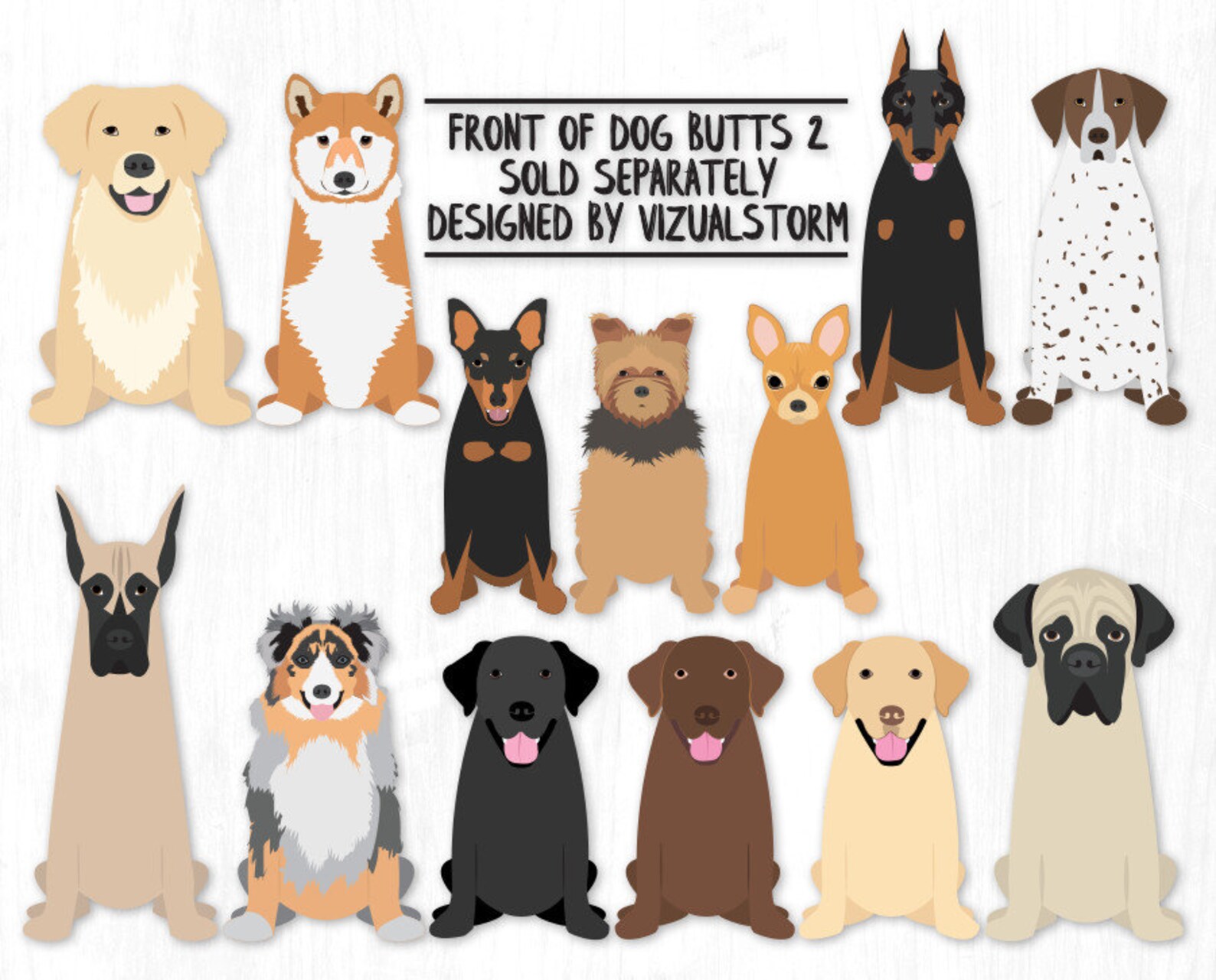 Dog Butts Bundle Clipart 25 Dog Rear End Graphics Aussie - Etsy