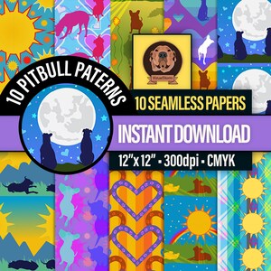 Dogs and Paw Prints Digital Paper Printable Pet Scrapbooking Patterns ...