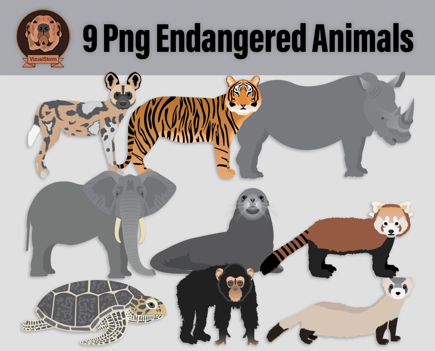 Endangered Animals Digital Paper - Printable Wildlife Doodle Patterns ...
