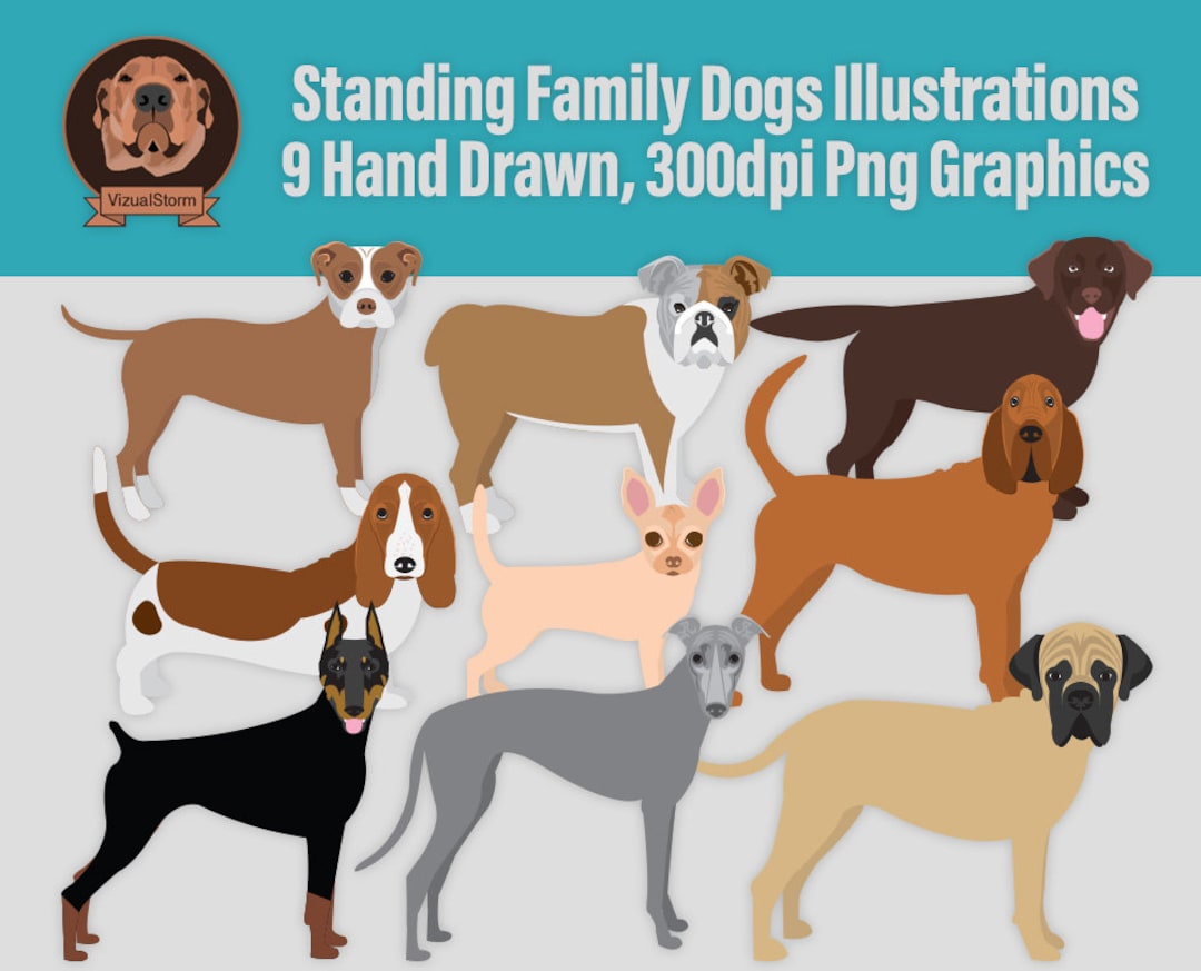 Family Dog Breeds Png Clipart Bundle Bully Breeds, Hound Dogs, Working ...