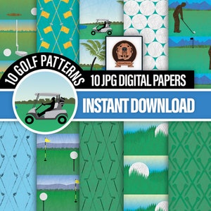 Golf Course Digital Paper, Printable Golfing Patterns With People ...
