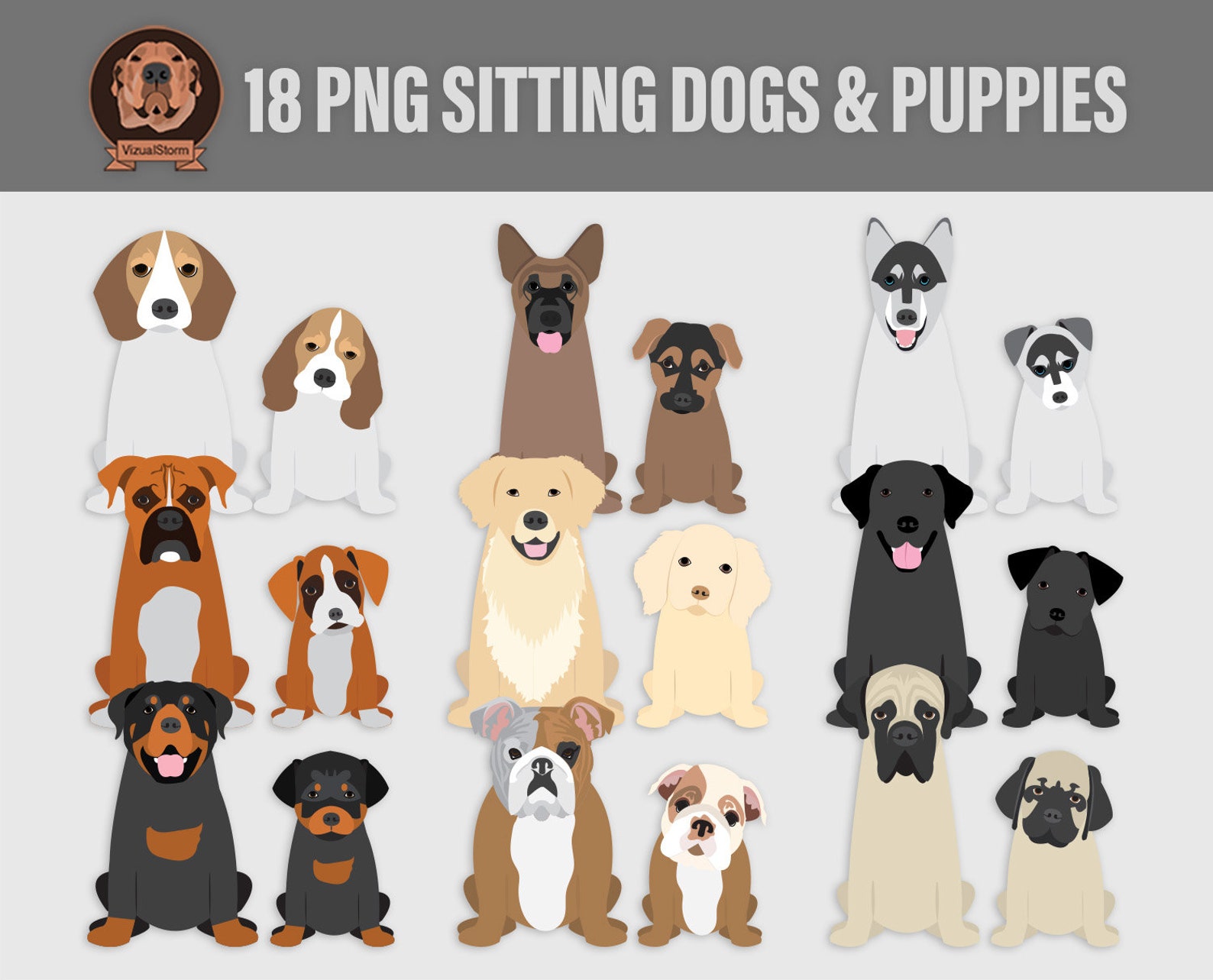 Dog Butts Bundle Clipart 25 Dog Rear End Graphics Aussie, Labrador ...
