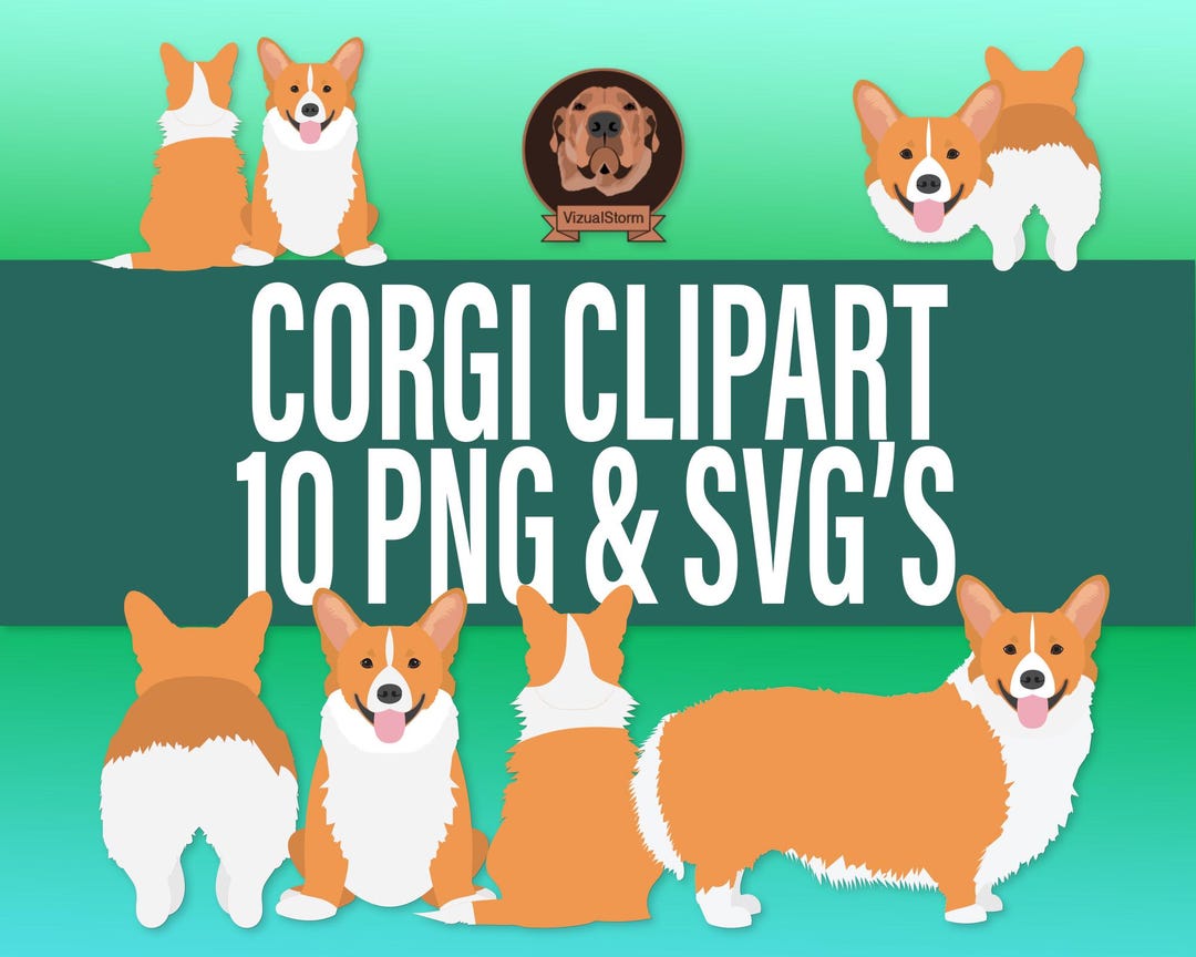 Cute Corgi Clipart Bundle SVG & PNG Vector Dog Breed Clip Art, Pet ...