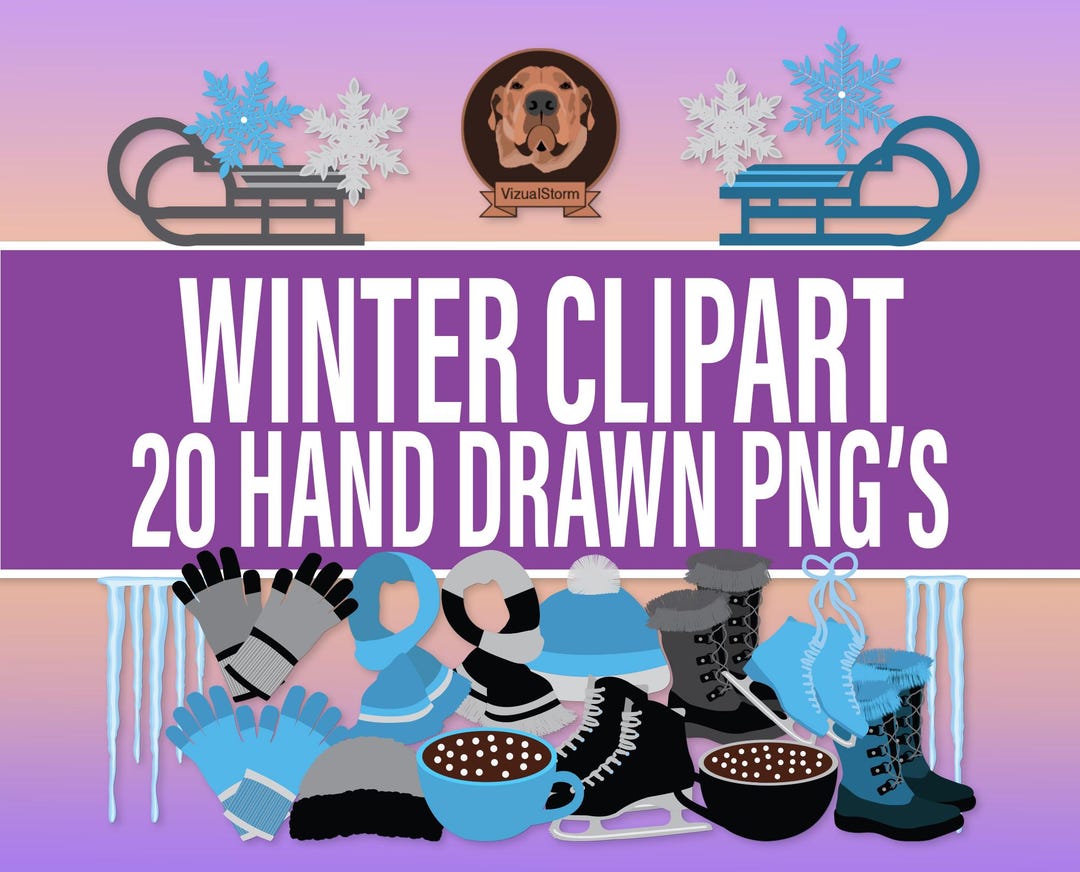 Winter Wonderland Clipart - Ice Skating, Sledding & Knitting Graphics ...