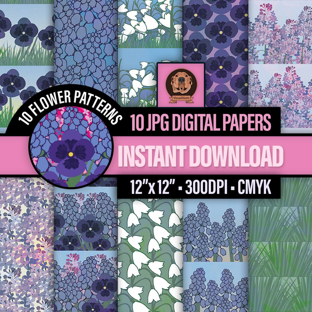 Flower Garden Digital Paper, Mothers Day Scrapbooking, Printable Easter ...