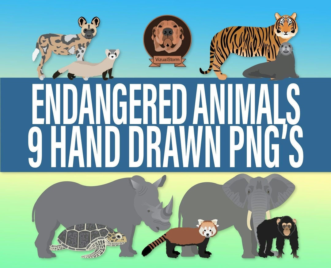 Save the Wild Ones Endangered Animal Species Clipart - Hand Drawn Tiger ...