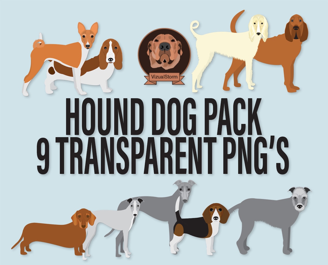 Hound Dog Pack Clipart - Variety of Breeds, Perfect for Crafting and ...