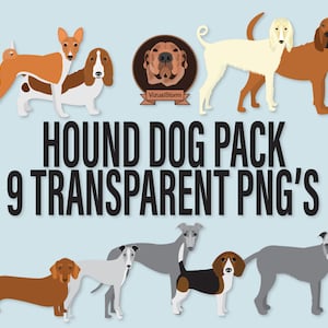 Hound Dog Pack Clipart - Variety of Breeds, Perfect for Crafting and ...