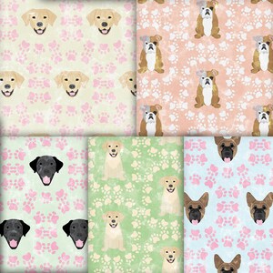 Dogs and Paw Prints Digital Paper Printable Pet Scrapbooking Patterns ...