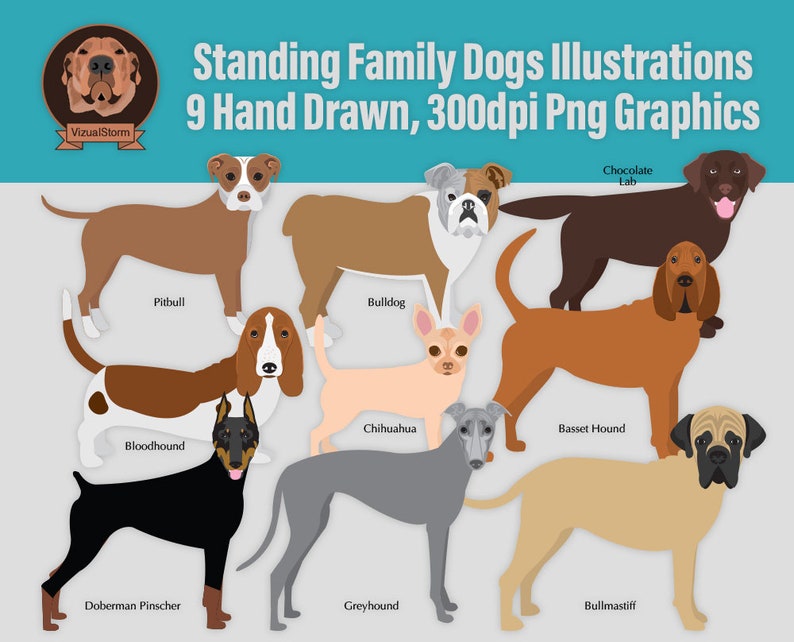 Canine Clipart Bundle - Dog Breeds Moms Will Love, Guard Dogs, Working ...