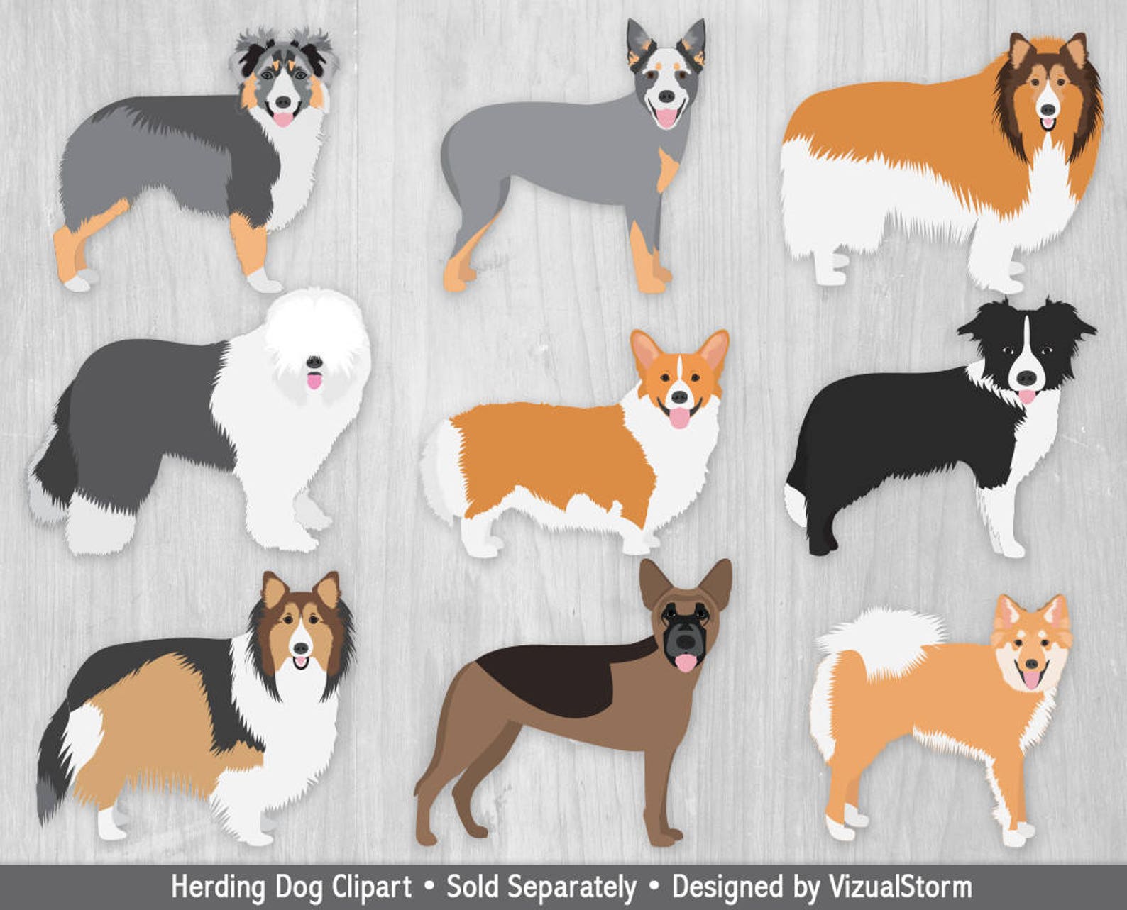 United Kingdom Dog Breeds Clipart Spaniel Collie Ridgeback | Etsy