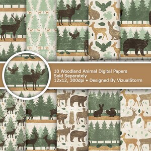 Forest Animals Digital Paper Woodland Pattern Paper Nature - Etsy