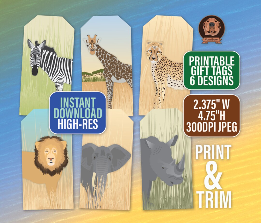 Wildlife Safari Gift Tags - Printable African Animal Theme Labels for ...