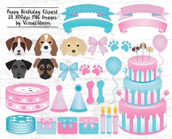 Birthday Puppies Clipart Puppy Party Theme With Pet Heads | Etsy