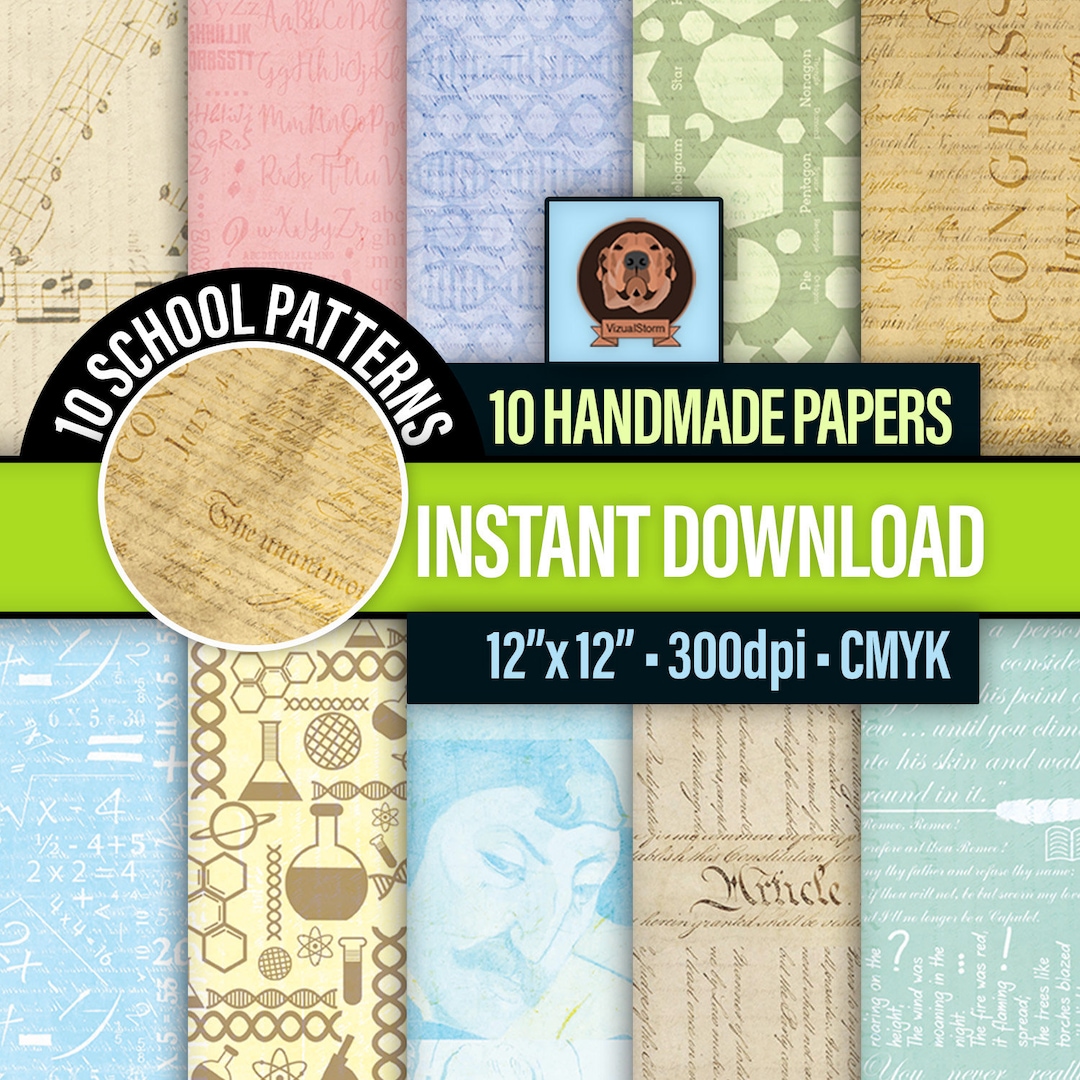 Back to School Digital Pattern Papers - Classroom Jpg Patterns Math ...