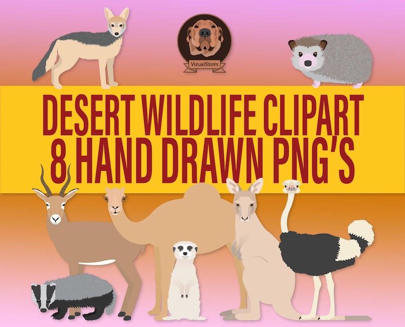 Desert Wildlife Clipart Bundle - PNG Animal Illustrations, Arid Habitat ...