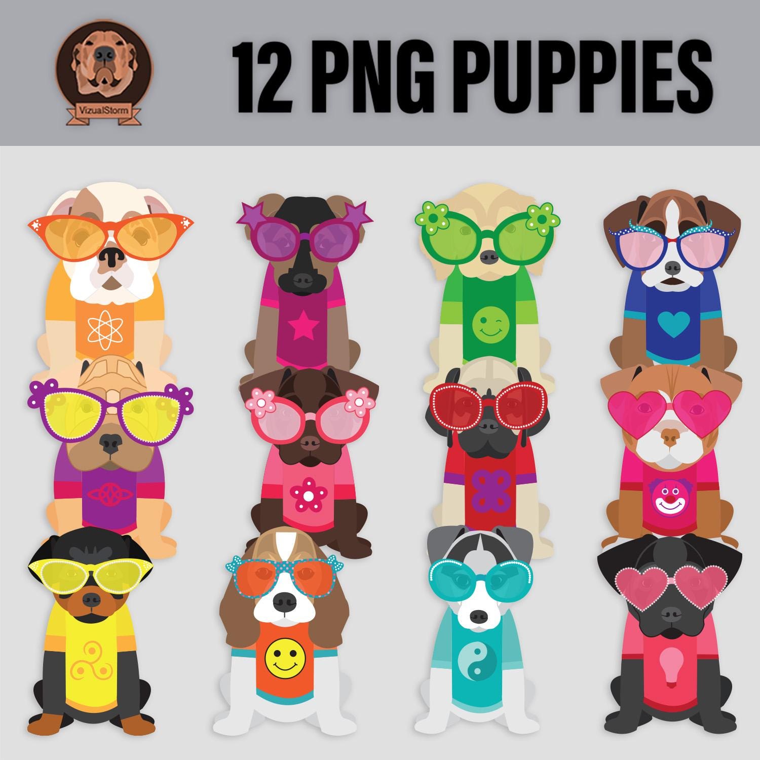 Adorable Puppy Clipart Bundle - Labrador Retriever, Boxer, Toy Poodle ...