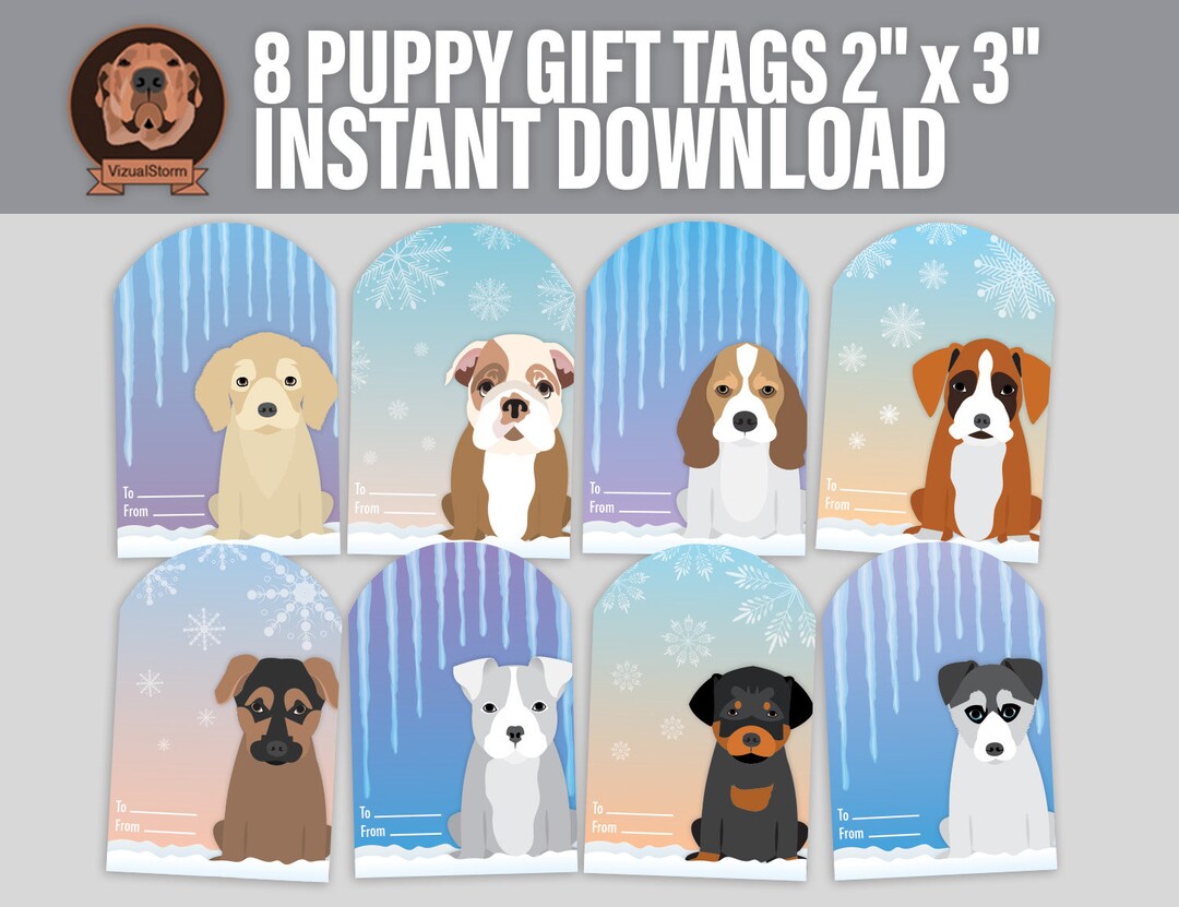 Diy Printable Christmas Puppy Gift Tags - Jpg Winter Pet Treat Hanging ...