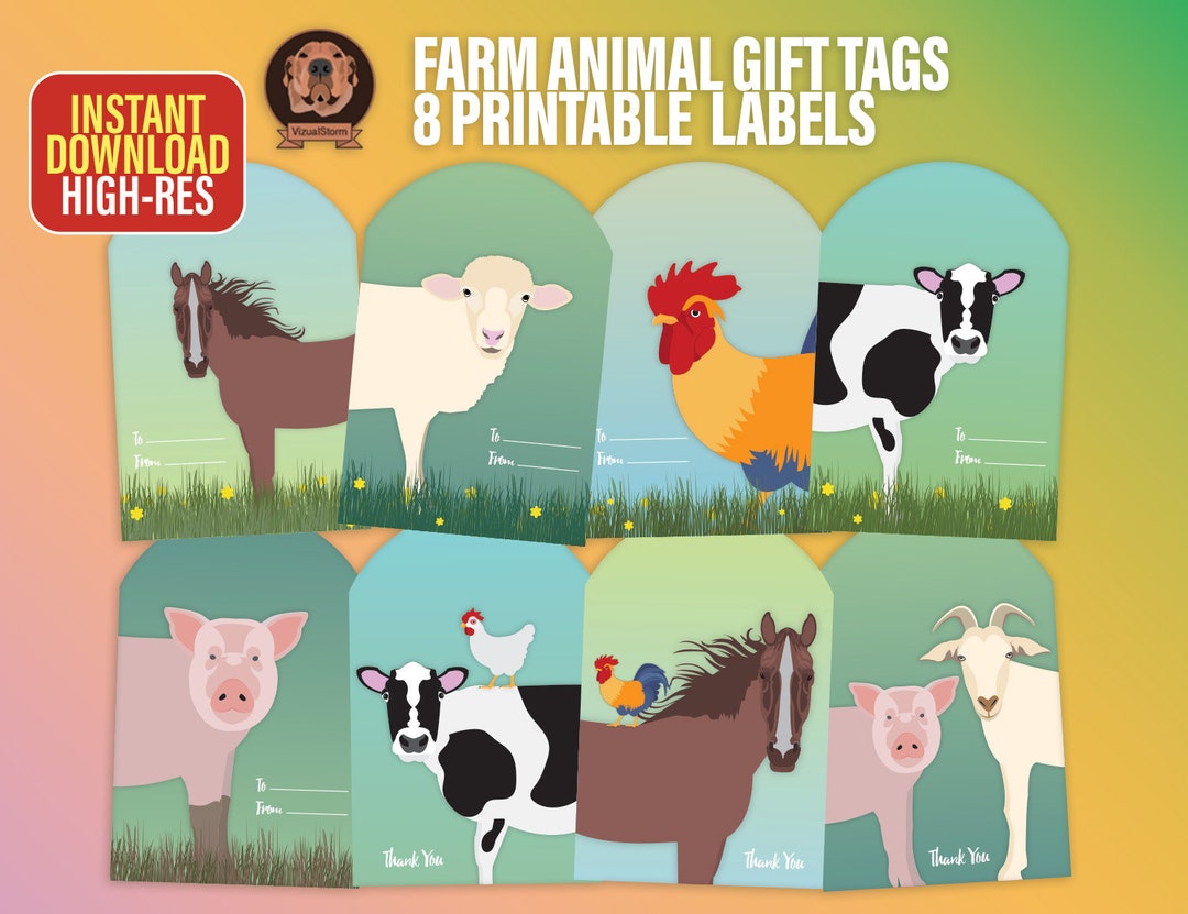 Farm Animal Gift Tags - Printable Barnyard Friends, Fun Farmyard Label ...